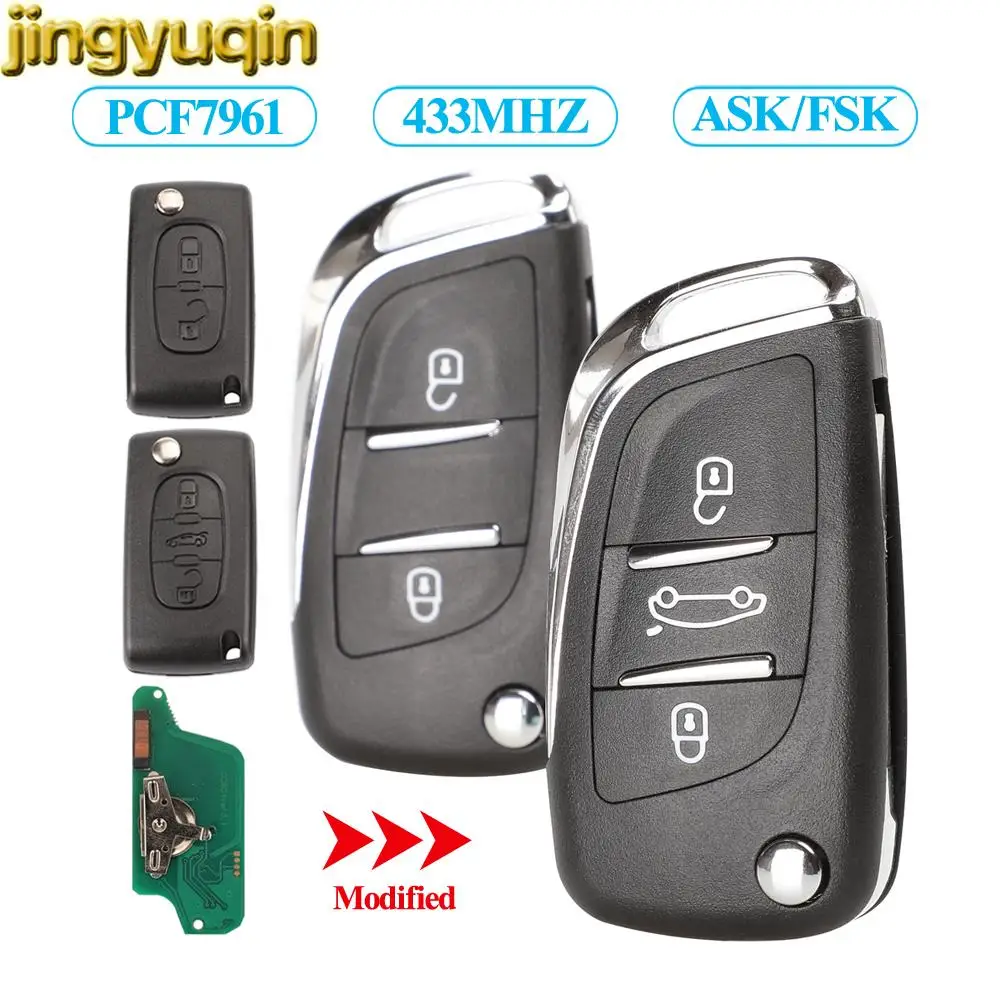 Jingyuqin-ASK-FSK-433MHz-PCF7961-Modified-Flip-Remote-Key-Fob-For ...