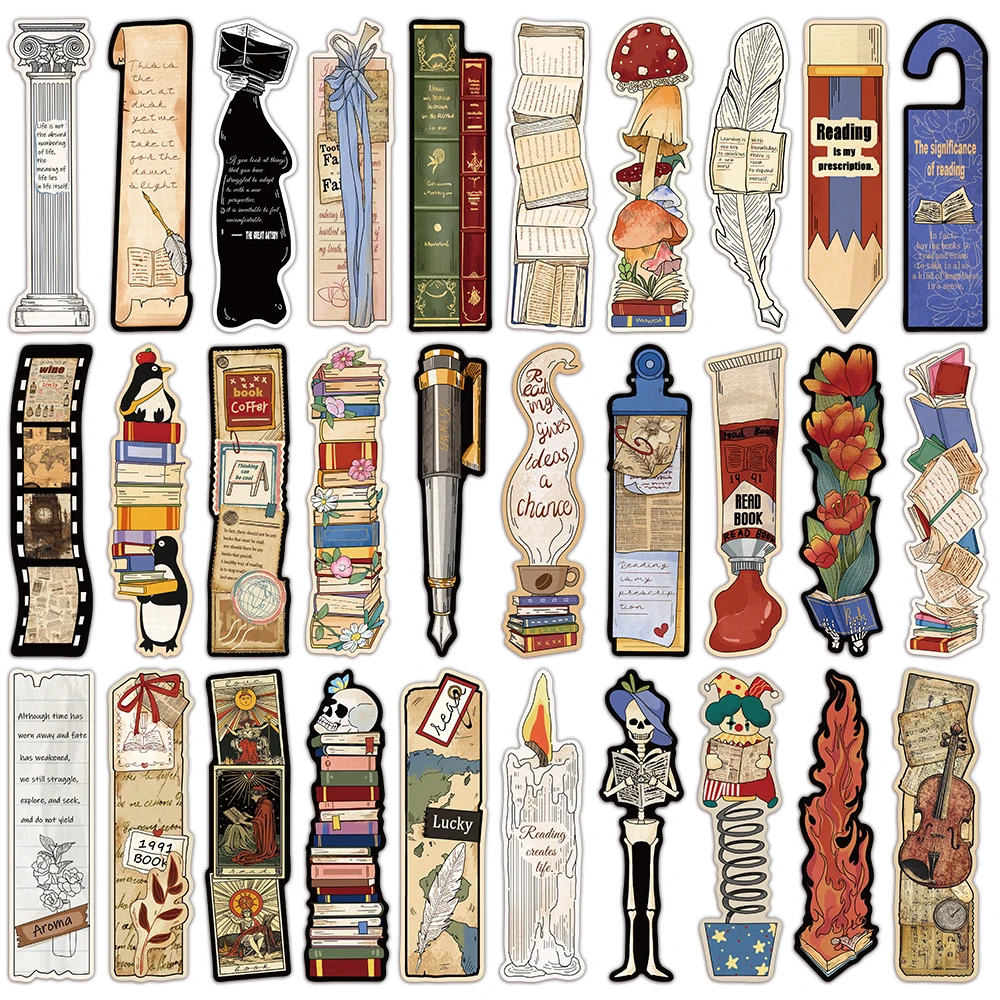 30PCS Retro Reading Theme Bookmarks Decoration Tags Books Novels Books ...