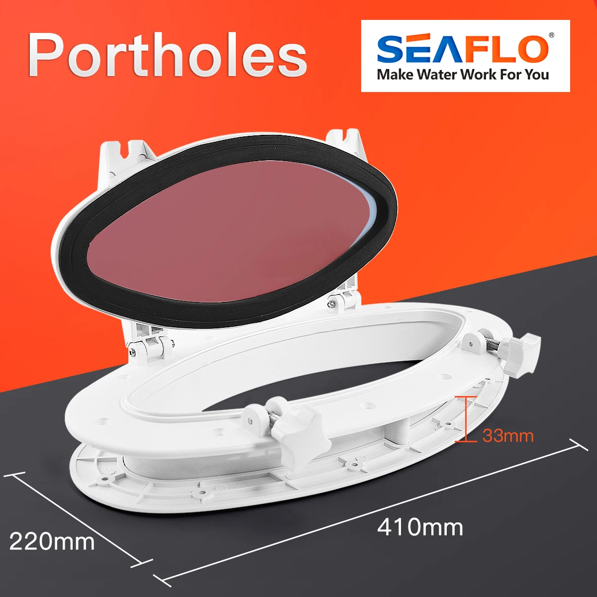 SEAFLO Round Portholes Plastic Hatches Port Lights Opening Window White ...