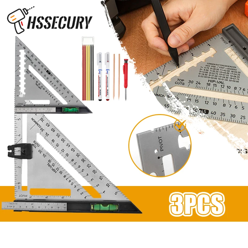 Triangle-Ruler-7inch-Aluminum-Alloy-Angle-Protractor-Speed-Metric ...
