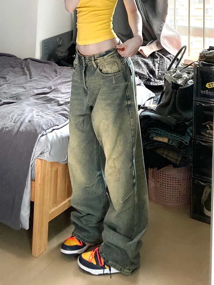 Woman-Loose-Jeans-Casual-Low-Waist-Denim-Straight-Leg-Pants-Gradient ...