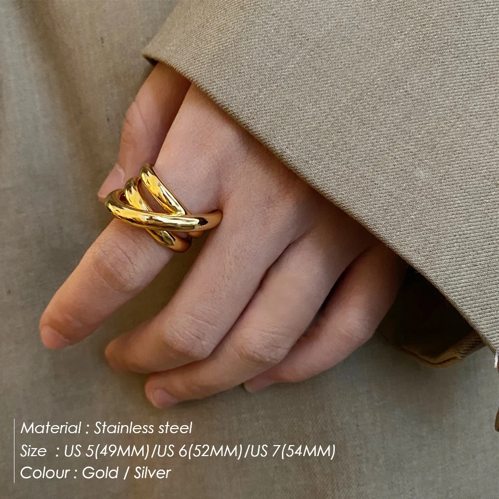 GD Newest Cross Multilayer Fashion Wide Ring Simple For Women Party ...