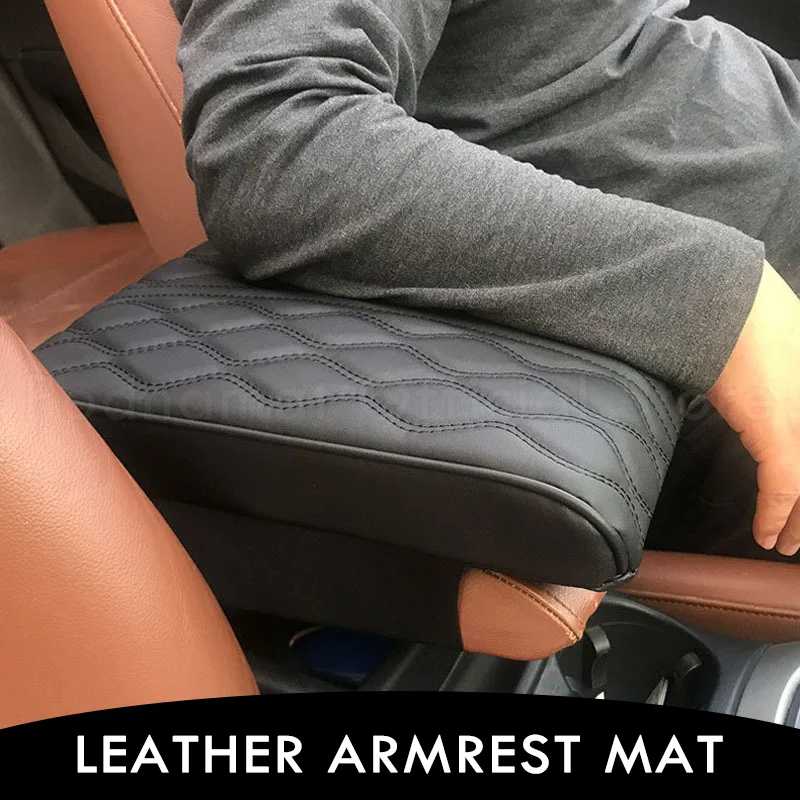 Luxury PU Leather Wave Embroider Car Armrest Mat Center Console Arm ...