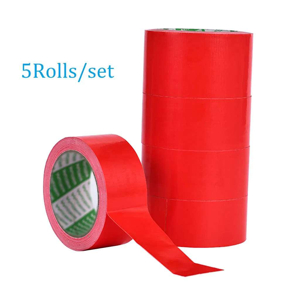 5Rolls-48mm-Red-Cloth-Duct-Tape-Carpet-Floor-Waterproof-Tapes-High ...