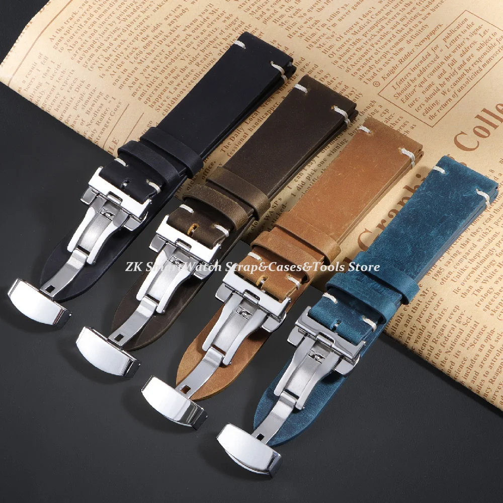 Retro-Leather-Watch-Strap-18mm-20mm-22mm-24mm-Watch-Band-Waterproof ...