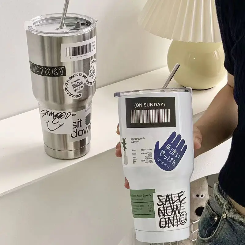 900Ml Set Car Coffee Cup 304 Stainless Steel Ice Cup Cup Cold ...