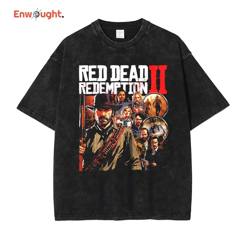 Game-Red-Dead-Redemption-T-Shirt-Pc-RDR-Vintage-Washed-Tops-Tees-Hip ...