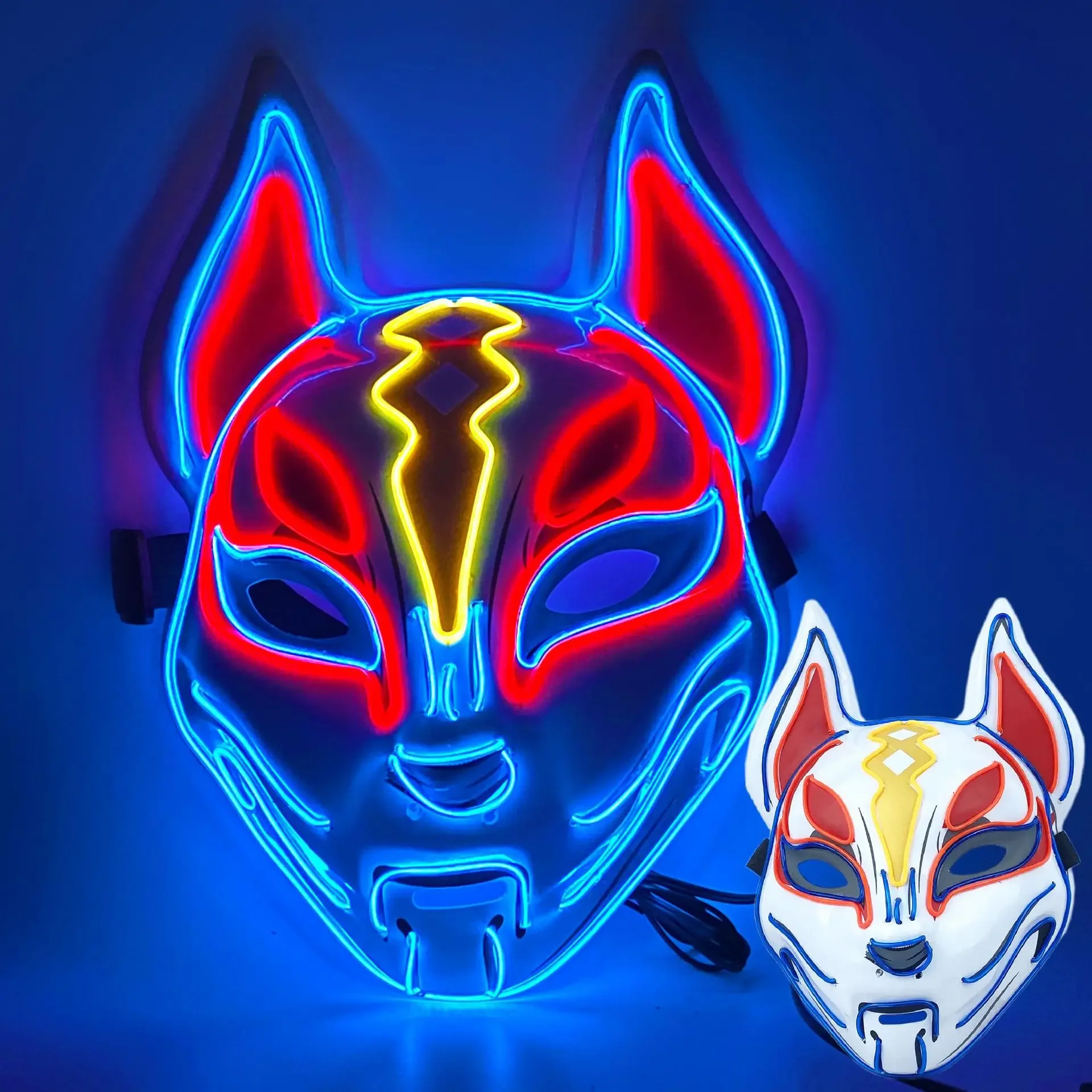 Halloween-Haunted-Castle-Night-Fox-Led-Light-Up-Glowing-Face-Mask ...