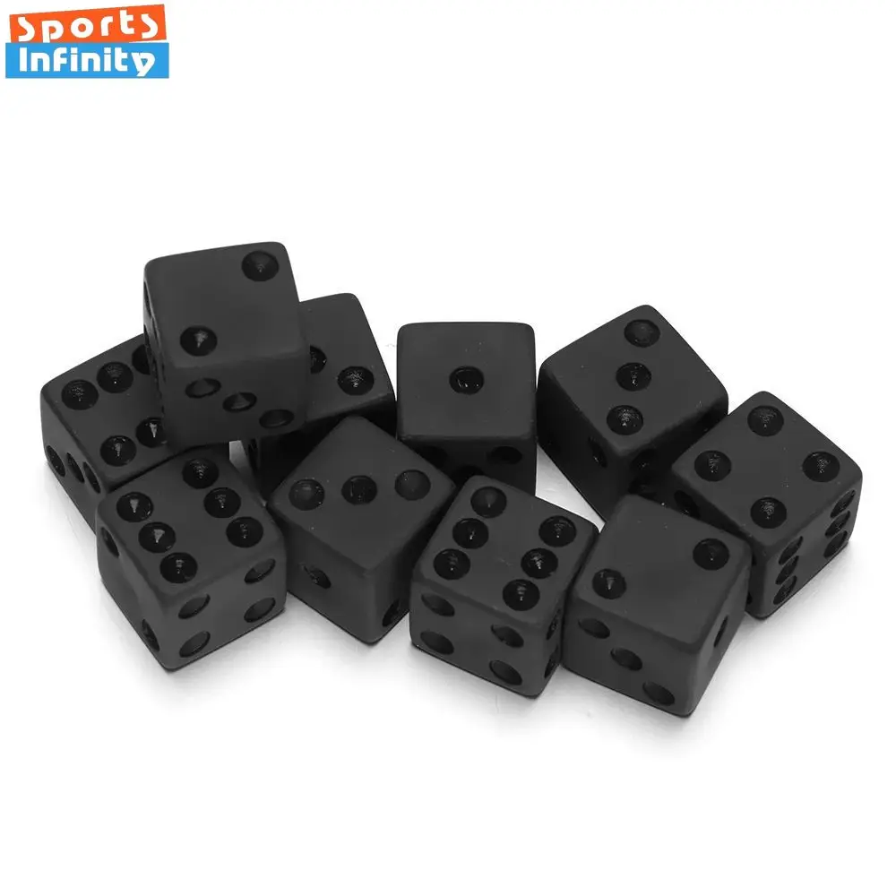 10-Pcs-Matte-Black-Dice-Set-16mm-6-Sides-Face-Acrylic-Numbers-Dice-with ...