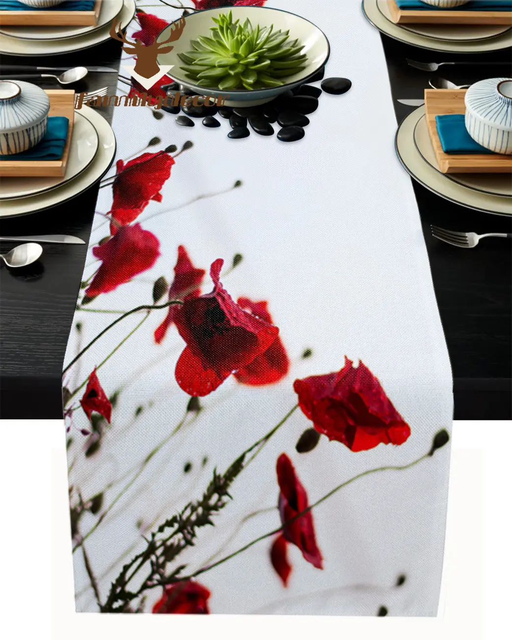 Red-Poppies-Simple-Table-Runner-Luxury-Home-Dining-Table-Coffee-Table ...