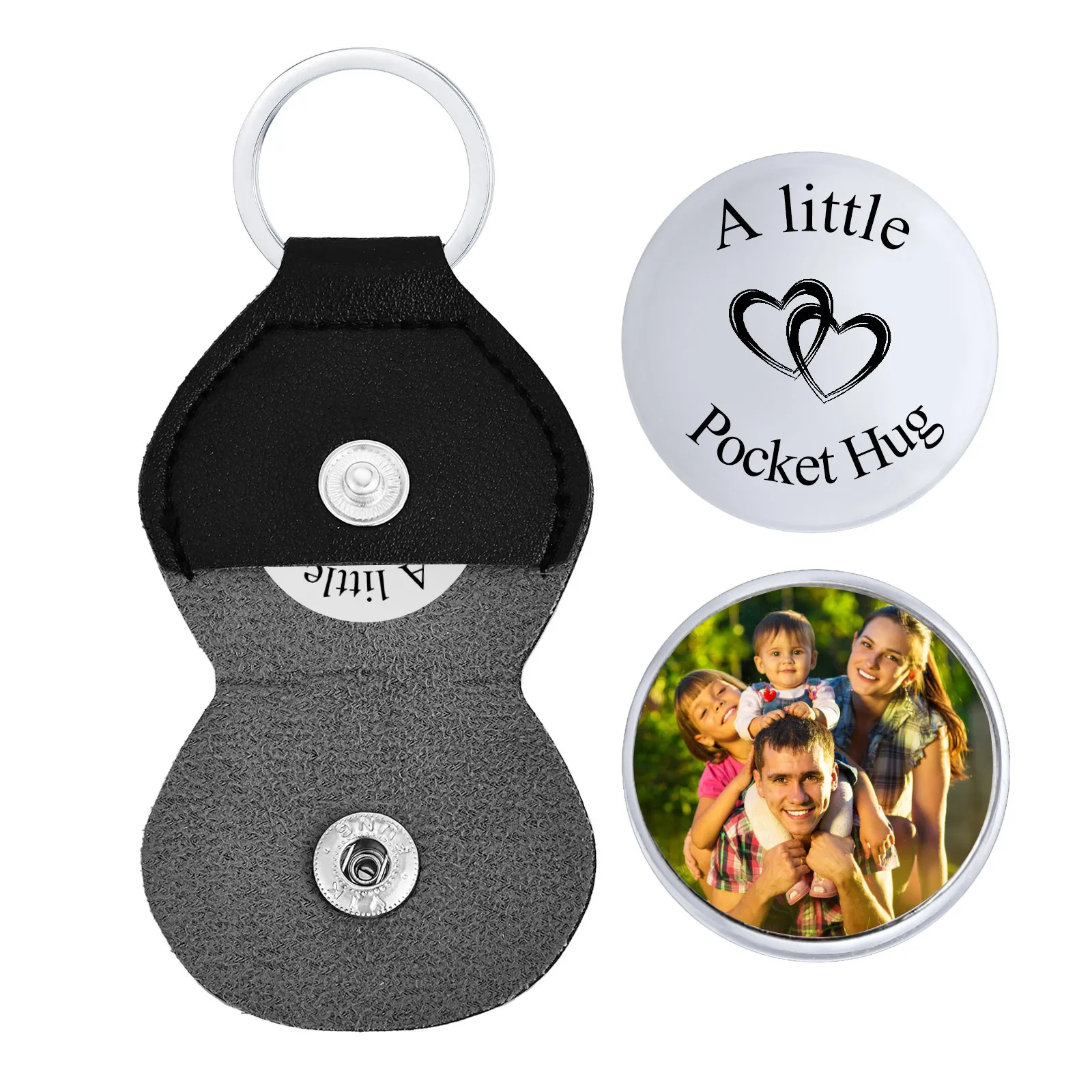 Pocket Hug Keychain for Men Boys,Cusotmized Photo Leather KeyChain,Long ...