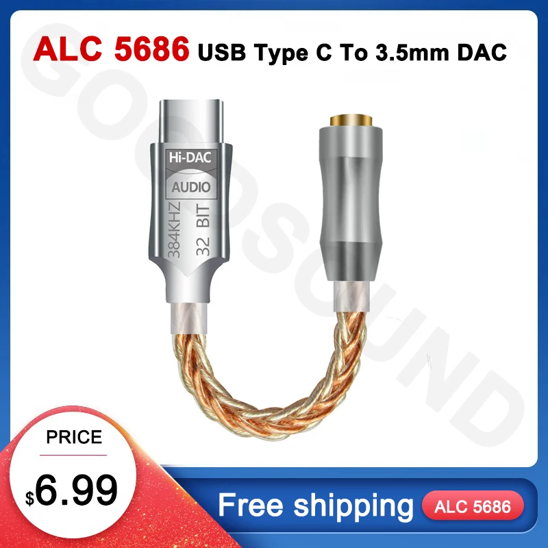ALC5686 USB C타입 DAC 이어폰 앰프 헤드폰 앰프 디지털 디코더, AUX 오디오 케이블 OTG 어댑터 컨버터, 안드로이드, 3.5mm| | - AliExpress