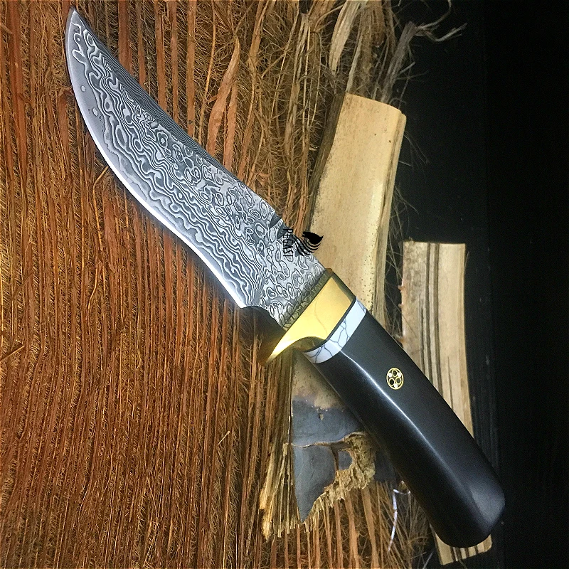 Black-shiver-handle-60HRC-direct-knife-Damascus-steel-outdoor-direct ...