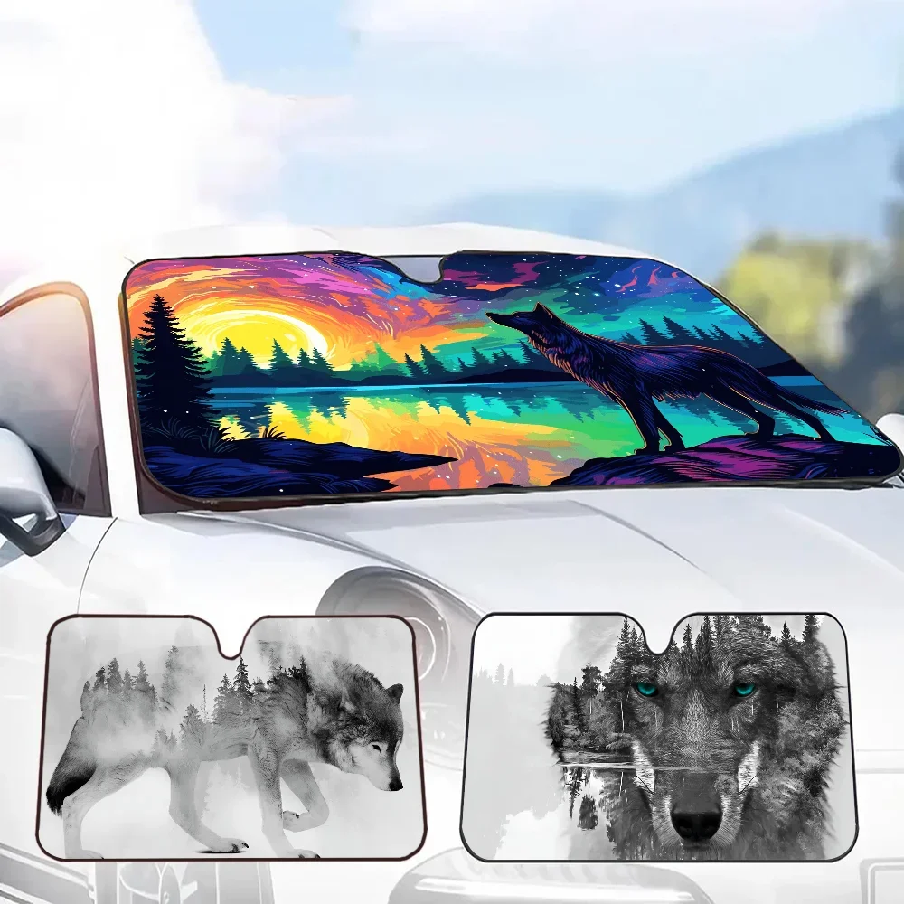 Animal Wolf Windshield Car Sunshade Funny Animal Windshield Sun Shade ...