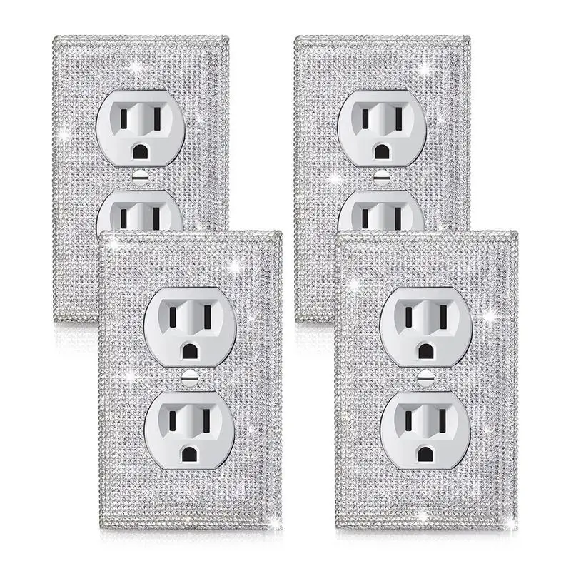 Shiny-Wall-Plate-Cover-4-Pack-Rhinestone-Outlet-Cover-Aesthetic-Silver ...