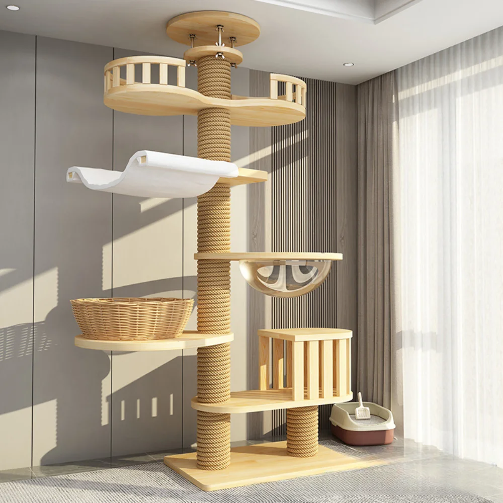 Cat-Tree-House-Tower-Adjustable-Pet-Condo-Flannel-Hammock-Bed-Cat-Tree ...