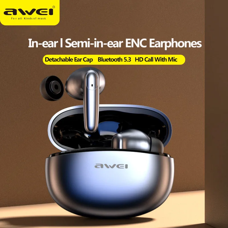 Awei-T90-2-in-1-ENC-Wireless-Bluetooth-Earbuds-With-Mic-Noise-Reduction ...