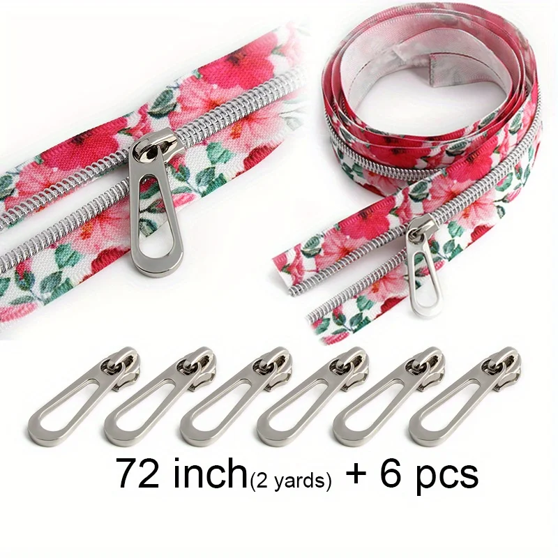 1-set-72-5-nylon-zipper-6pcs-silver-zipper-pulls-Valentine-s-Day-sewing ...