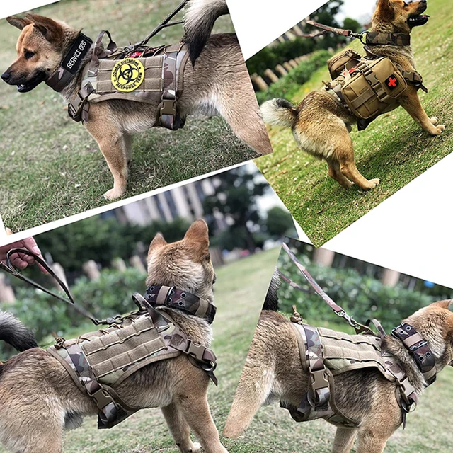 Tactical Dog Harness Military Training K9 Padded Quick Release Vest Pet ...