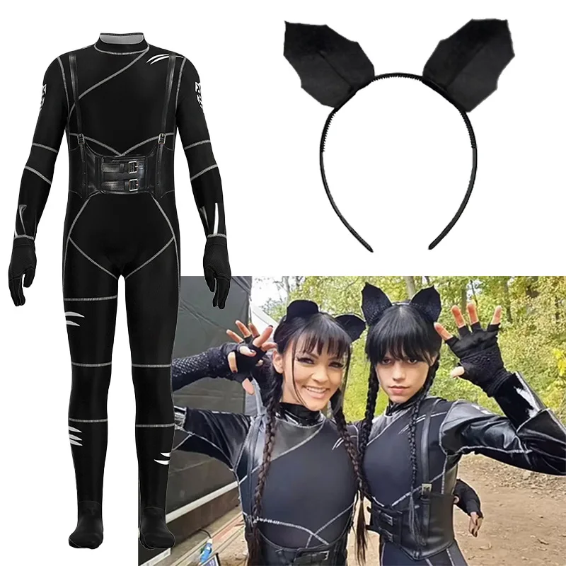 Wednesday-Addams-Cosplay-Black-Cat-Jumpsuit-Cosplay-Costume-Ears ...