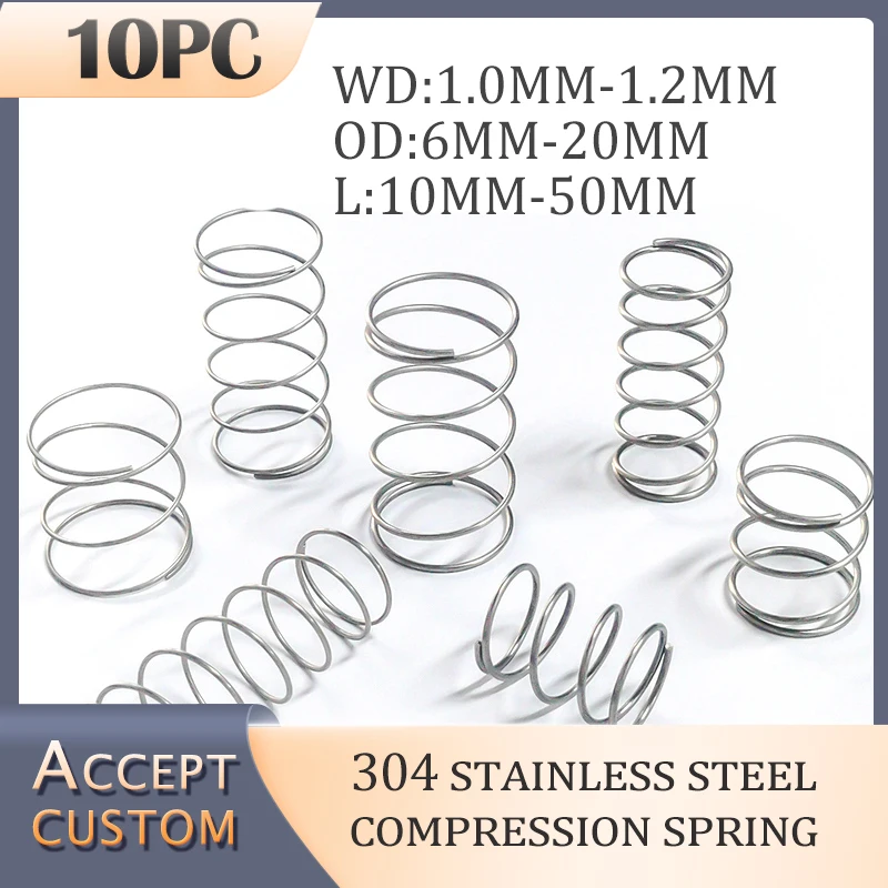 10Pcs-304-Stainless-steel-Compression-Spring-Wire-diameter-1-0mm-1-2mm ...