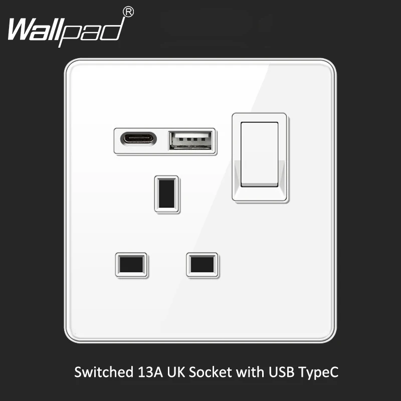 Full-White-Glass-Fast-Charge-13A-UK-Brithsh-Saudi-Universal-Switched ...