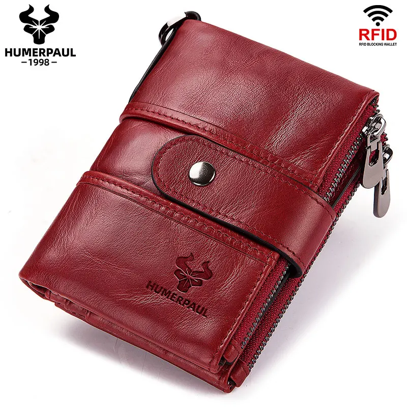 Genuine-Leather-Wallet-Women-Short-RFID-Anti-thef-Card-Holder-Female ...