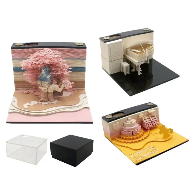 2024-3D-Desk-Calendar-Memo-Pad-Calendar-Carving-Model-Paper-Art-DIY ...