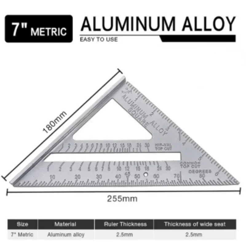 Triangle-Ruler-7Inch-Aluminum-Angle-Protractor-Speed-Metric-Square ...
