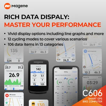 Magene C606 Smart GPS Bike Computer 2.8" Color Touchscreen Turn-by-turn ...