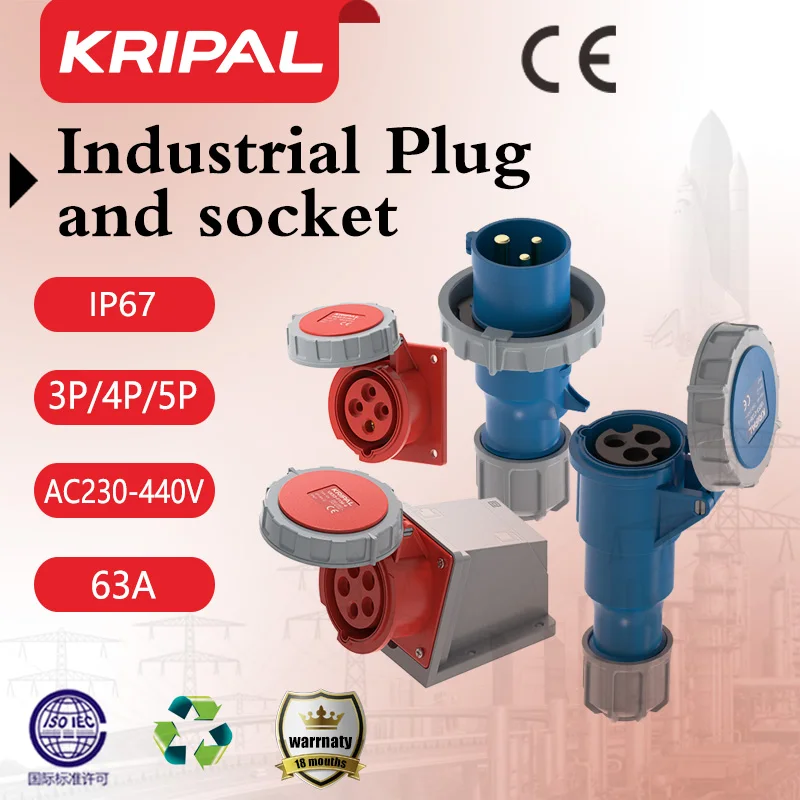Kripal-63A-Industrial-Plug-and-Socket-3PIN-4PIN-5PIN-IP44-IP67-Electrical-Connection-Panel ...