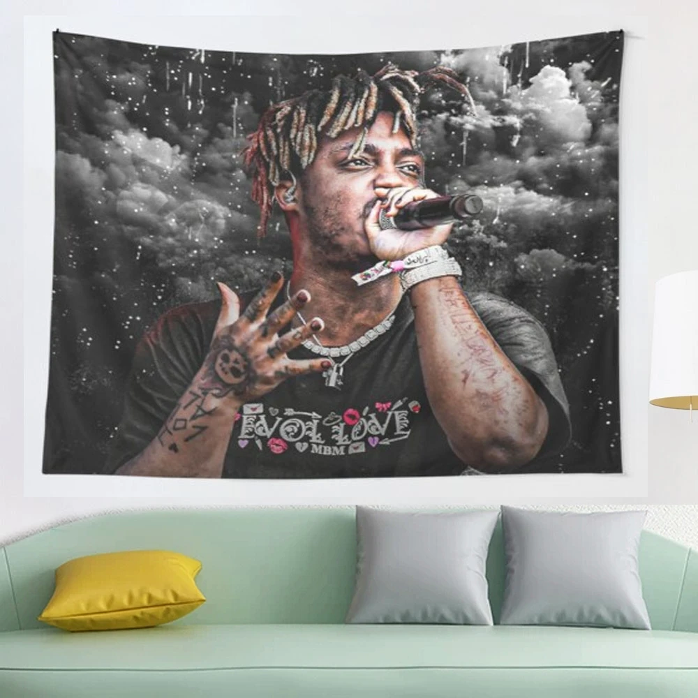 New-Juice-Wrld-In-Rain-Designed-Cartoon-Concert-Photo-Tapestry-Wall ...