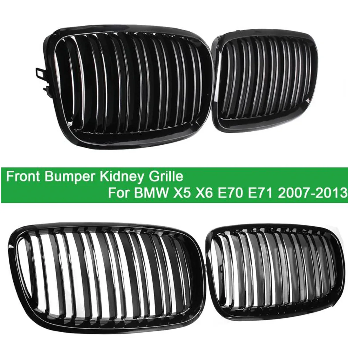 Car Front Bumper Grille Gloss Black Kidney Racing Grill For BMW X5 E70 ...