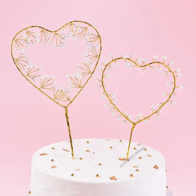 Love-Heart-Pearl-Cake-Topper-Birthday-Valentine-s-Day-Cake-Decoration ...