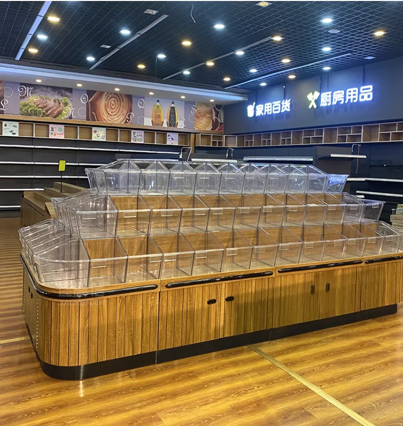 Shopping-mall-grain-grain-rice-bucket-surface-steel-wood-dry-fruit ...