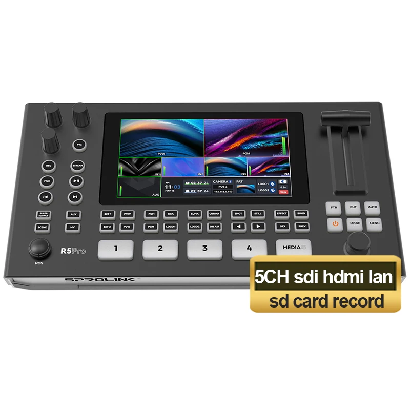 632 5 channel SDI hd mi lan 5.5 inch large screen Video Switcher Mixer ...