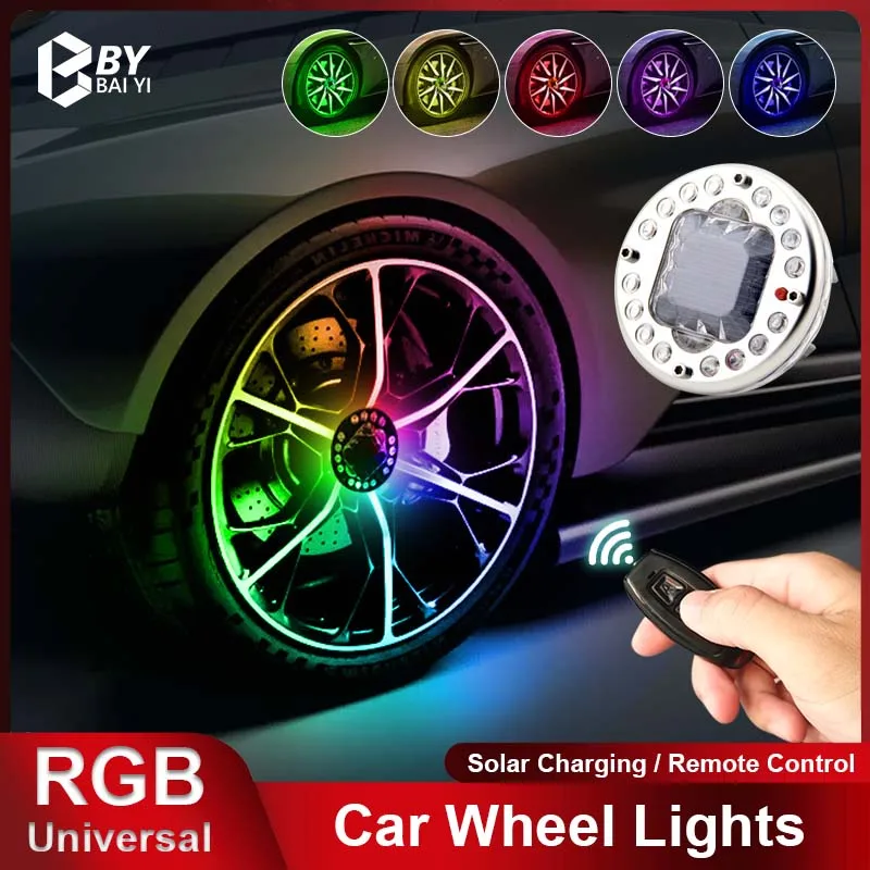 4Pcs-LED-Car-Wheel-Lights-RGB-Car-Ambient-Light-Remote-Control-7-Color ...