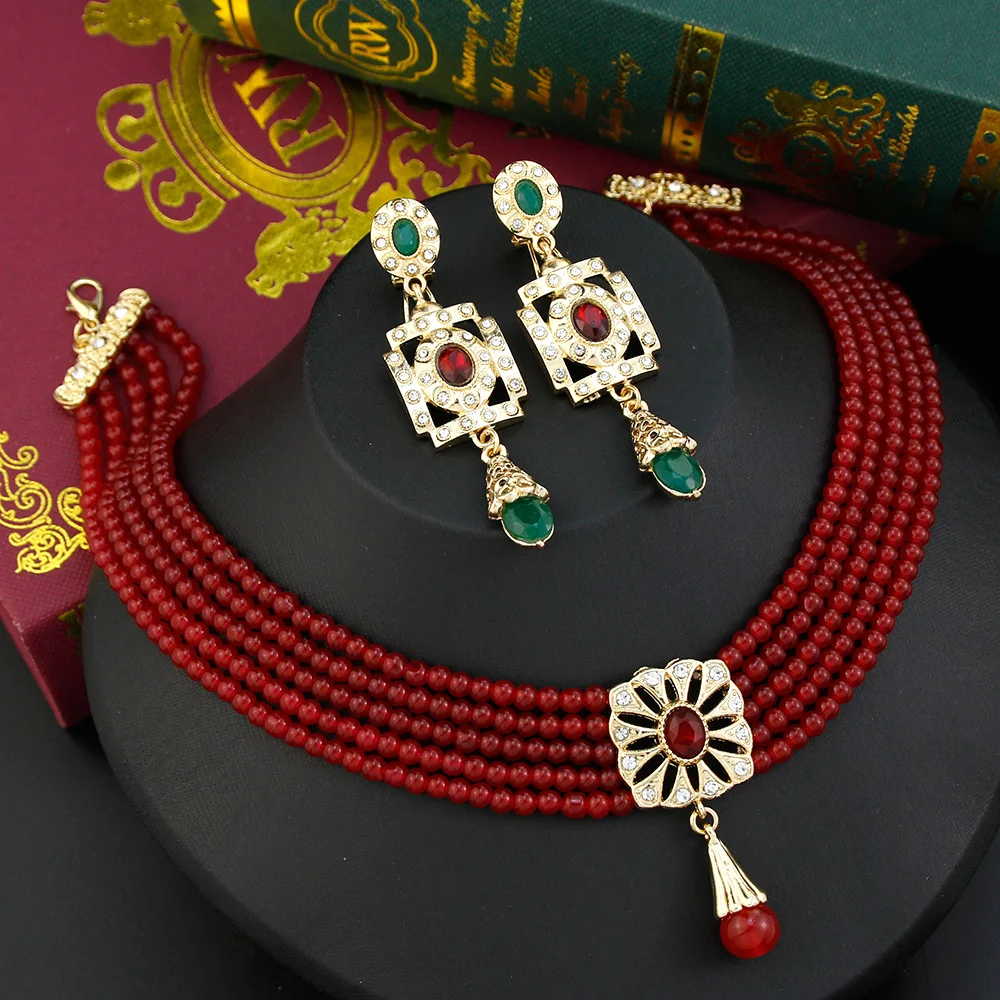 Ensembles-de-bijoux-fantaisie-marocains-pour-dames-collier-ras-du-cou ...