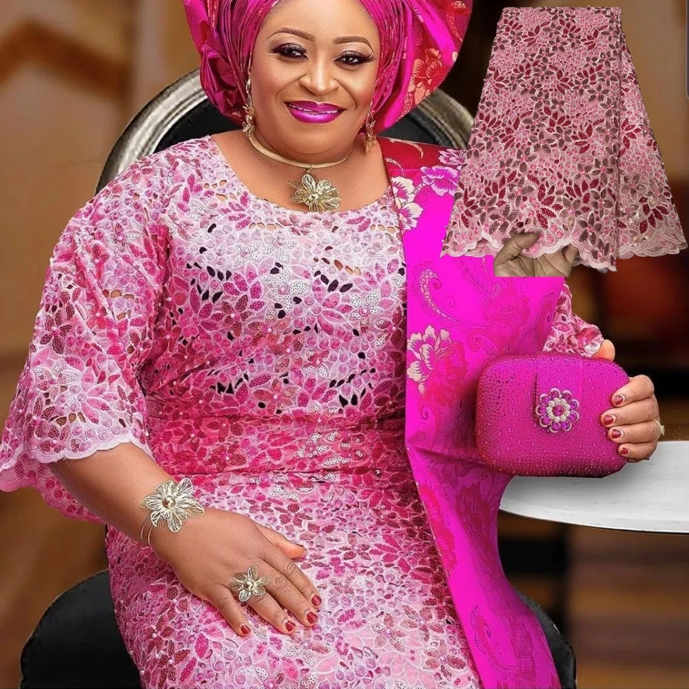 Nigerian-Ribbon-Lace-Fabric-with-Sequins-Sew-Lace-Wedding-Party-High ...