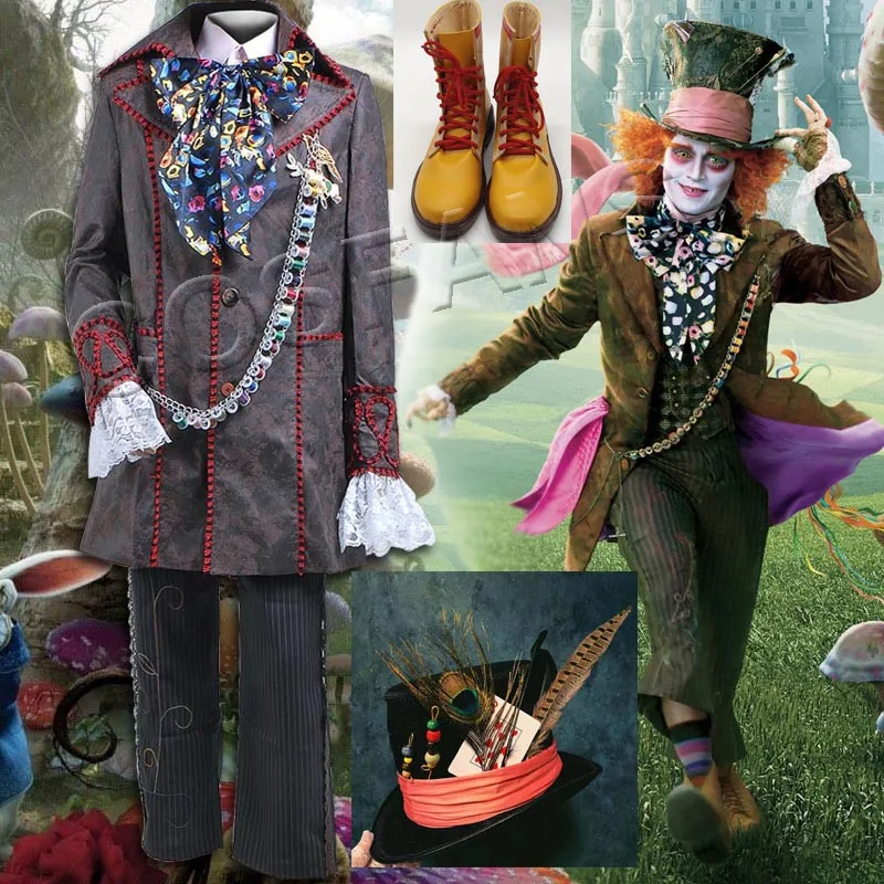 Alice Cosplay Johnny Depp comme tenue de chapelier fou, veste et ...