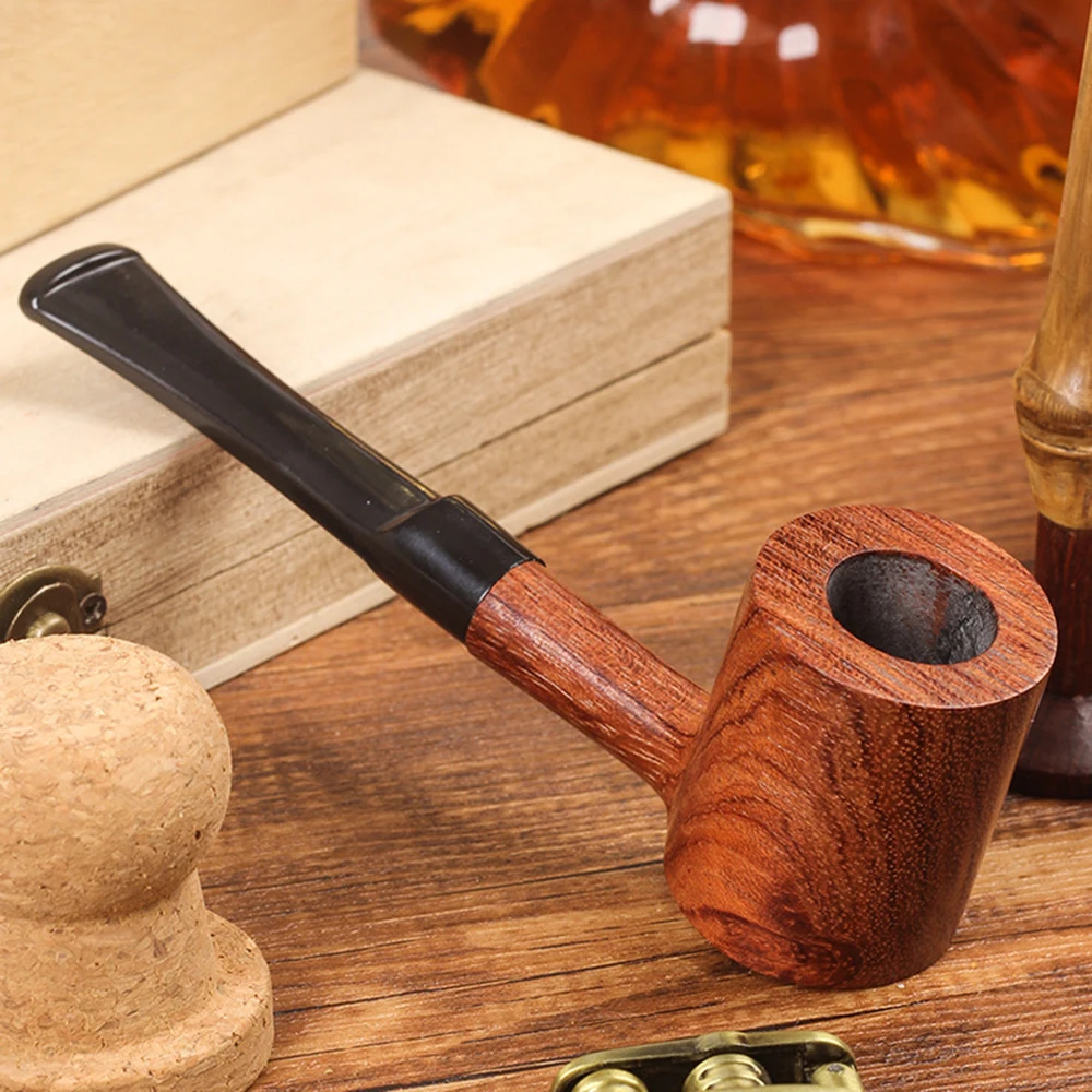 Wooden Smoking Pipe Classic Straight Tobacco Pipe for Travel Portable ...