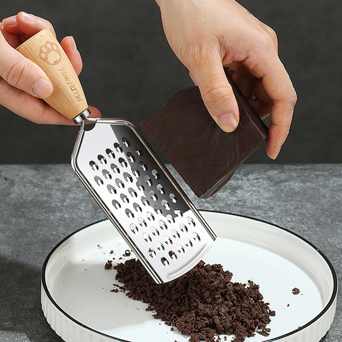 WORTHBUY-Stainless-Steel-Chocolate-Graters-With-Standing-Wooden-Handle ...