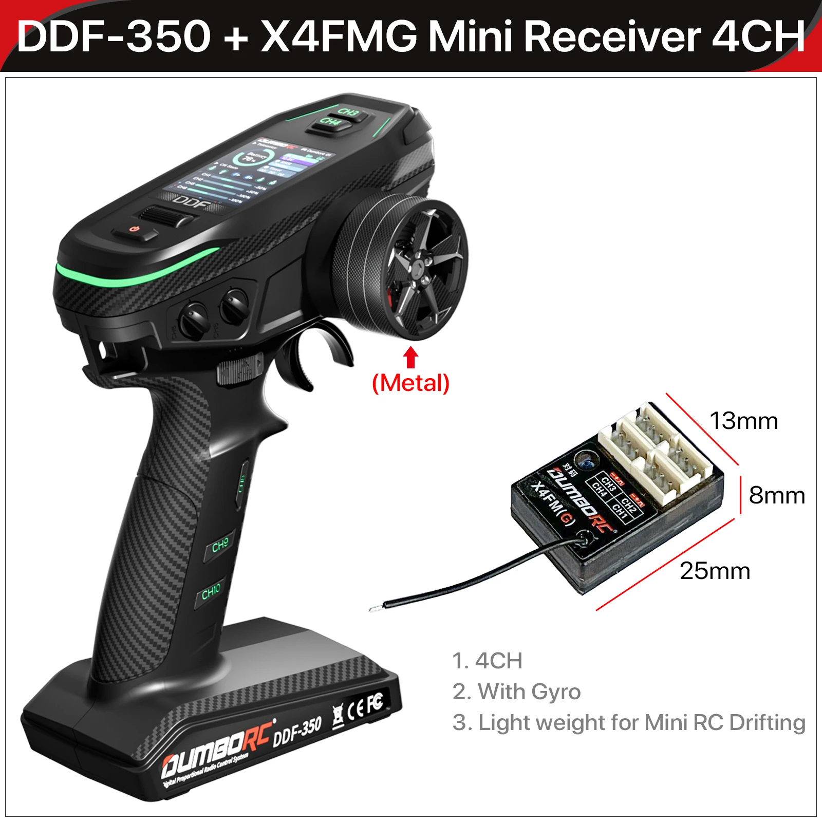 DUMBORC DDF-350 10CH RC Remote Controller 10 Channel 2.4Ghz HD ...