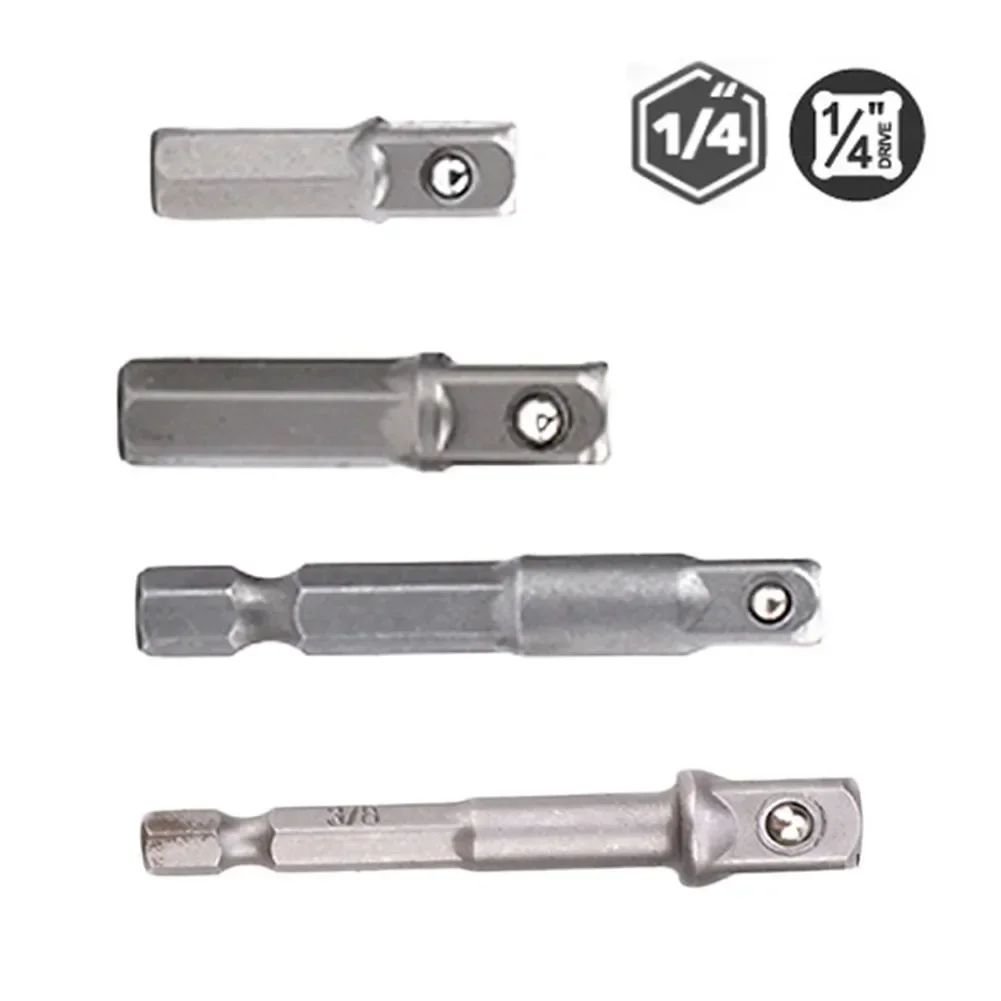 Drill Socket Adapter 1/4'' Hex Shank Extension For Impact Driver 1/2 ...