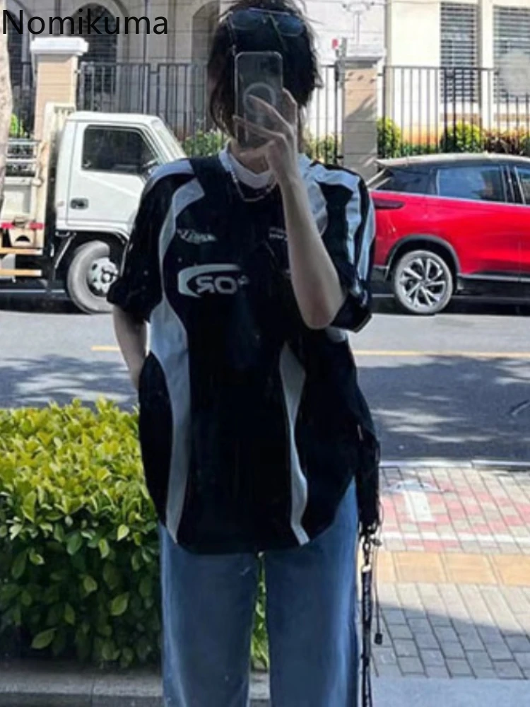 Oversized-T-Shirt-Women-s-Clothing-V-neck-Short-Sleeve-Y2k-Tops-Summer ...