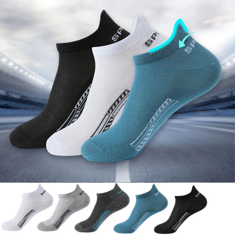 5pairs High Quality Men Ankle Socks Breathable Cotton Sports Socks Mesh ...