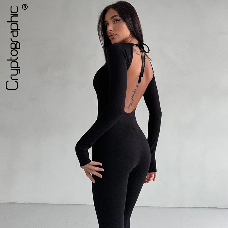 Cryptographic-Fashion-Sexy-Backless-Jumpsuits-Solid-Flare-Pant-Club ...