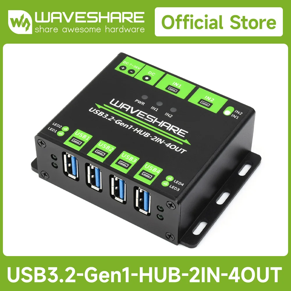 Waveshare Industrial Grade USB HUB, Extending 4x USB 3.2 Ports ...