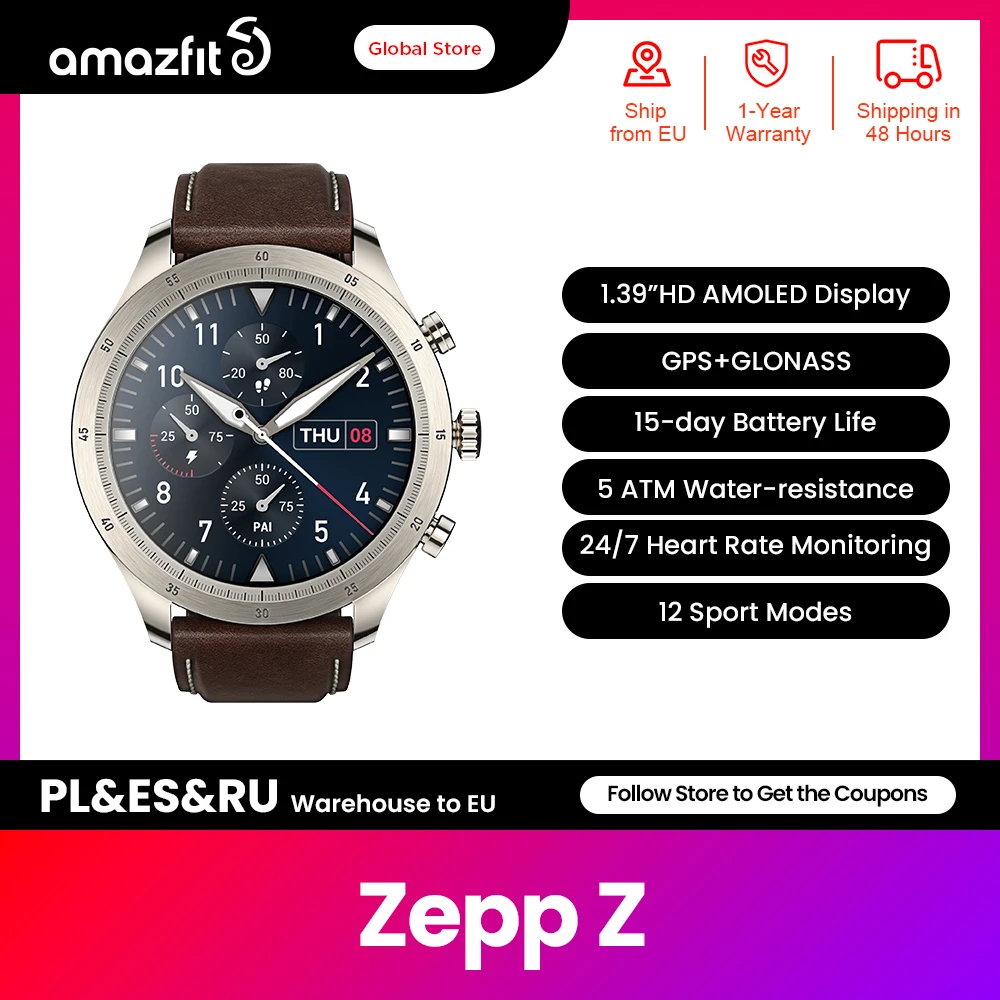 New Zepp Z Fashion Smartwatch 1.39'' Amoled Display 326 Ppi 12 Sports ...