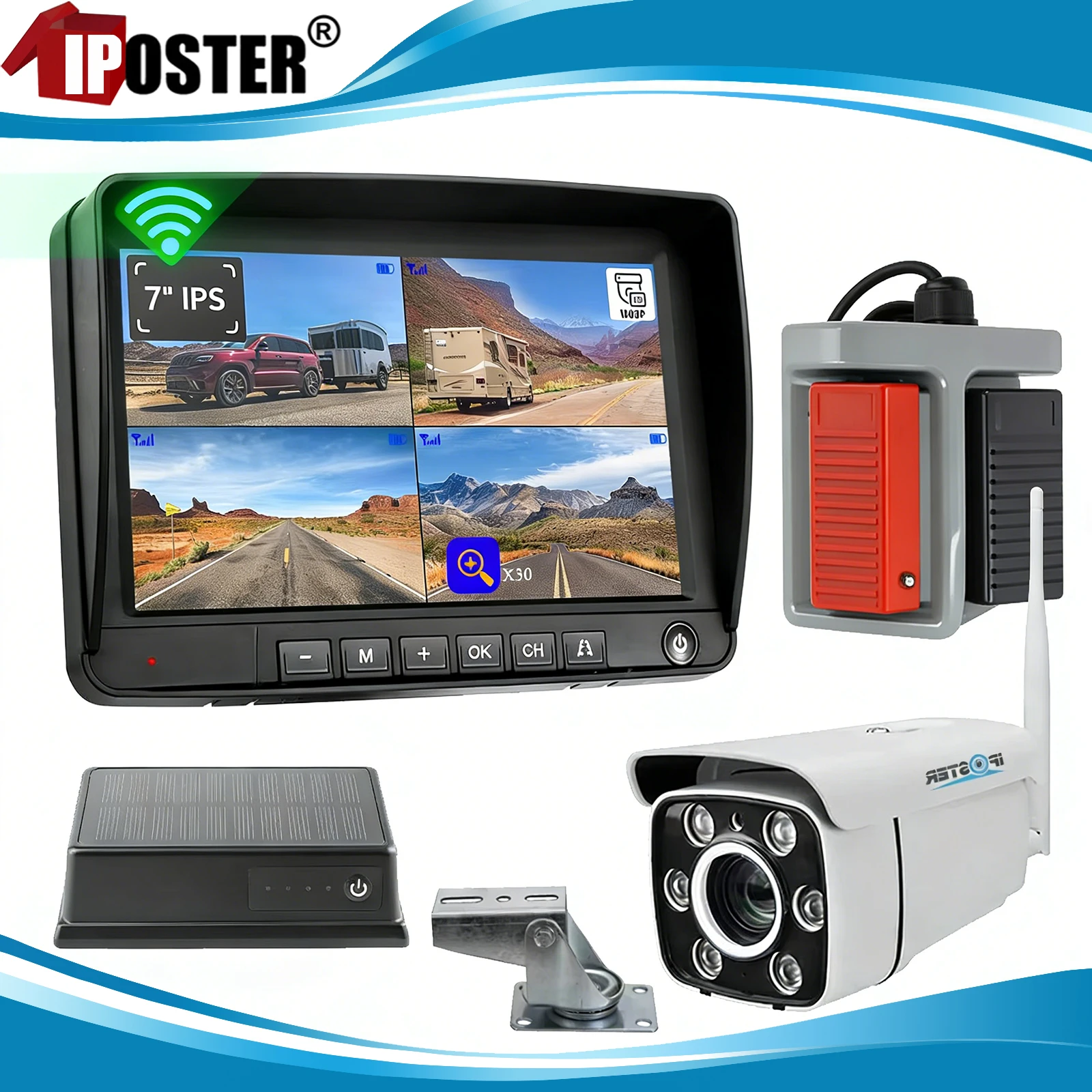 iPoster Crane 7 inch IPS Screen DVR Monitor 1080P 30x Optical Zoom ...